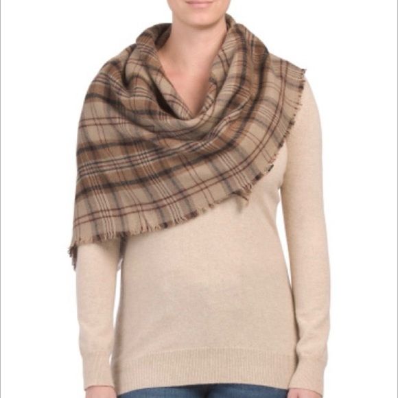 All Saints | Accessories | All Saints Check Wool Woven Scarf In Toffee ...